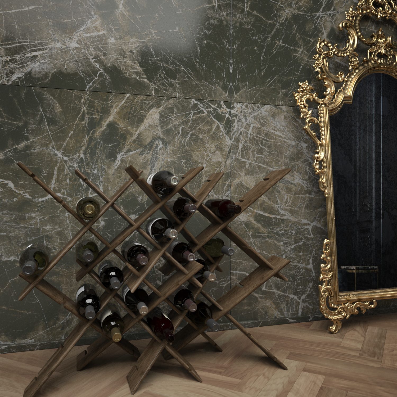 Special, Unique, Composable Wine Rack made of Solid Walnut Wood → tuuli.si